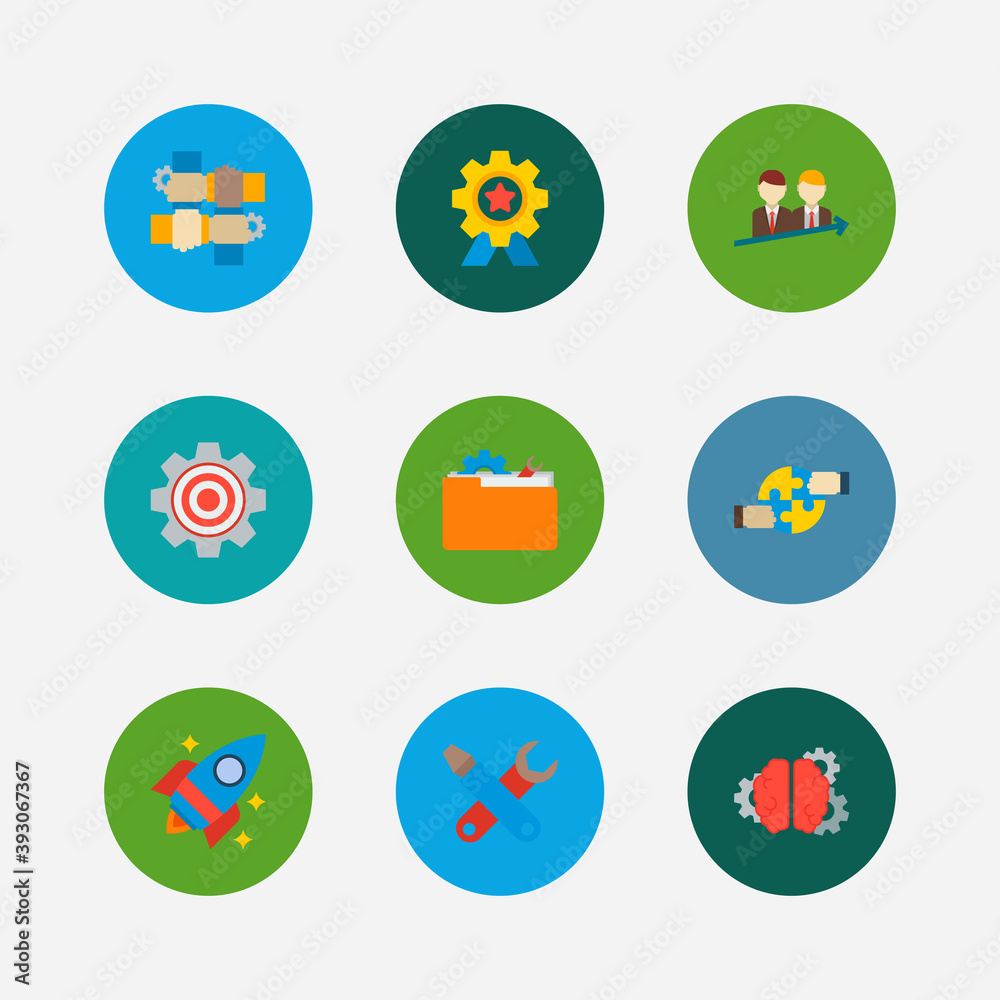 Partnership icons set. Cooperation and partnership icons with startup ...