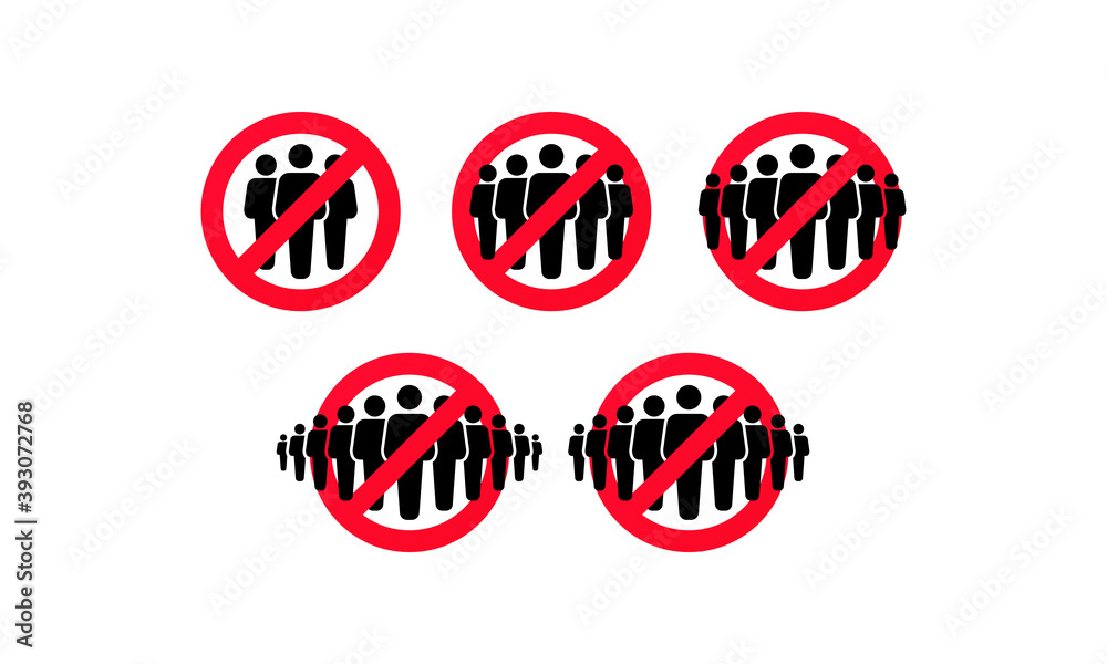 No crowd sign. Social distancing. Avoid crowds. Keep your distance ...