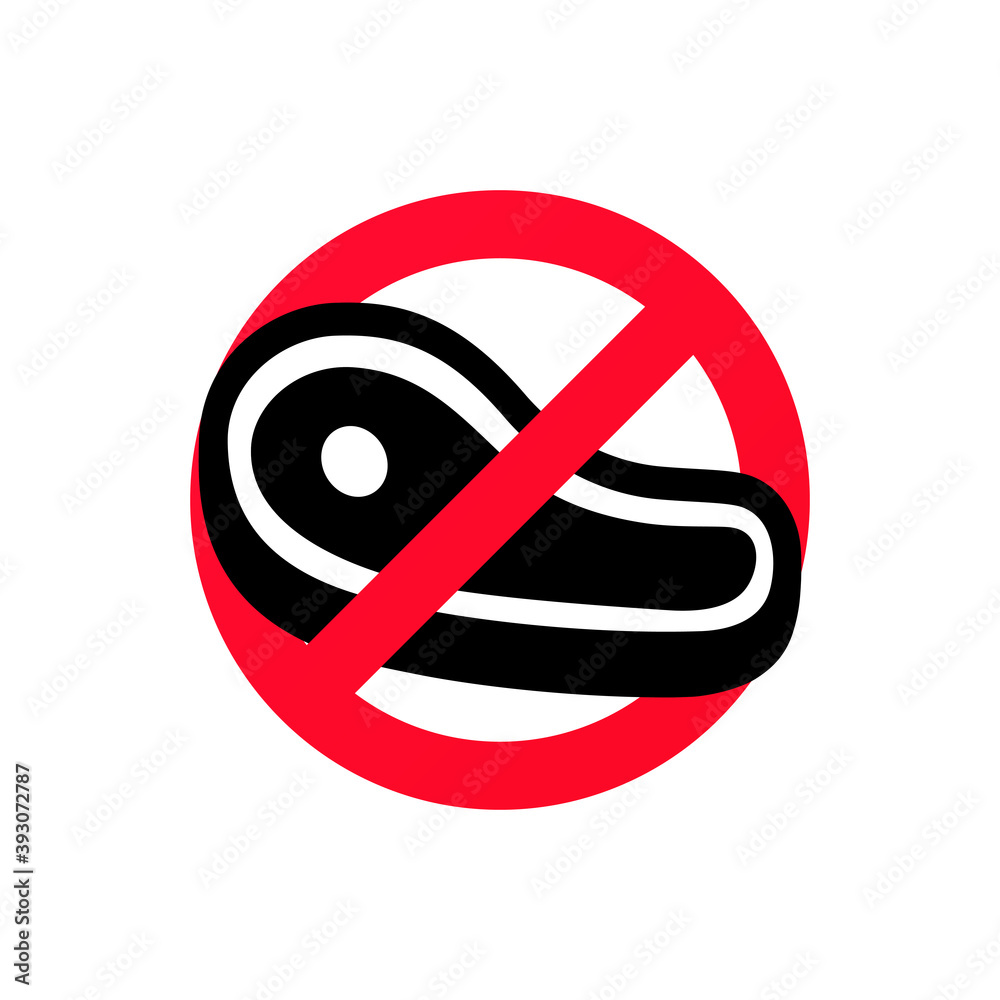 No meat sign. Kitchen excludes meat. Vegetable dishes. Vegetarian logo ...