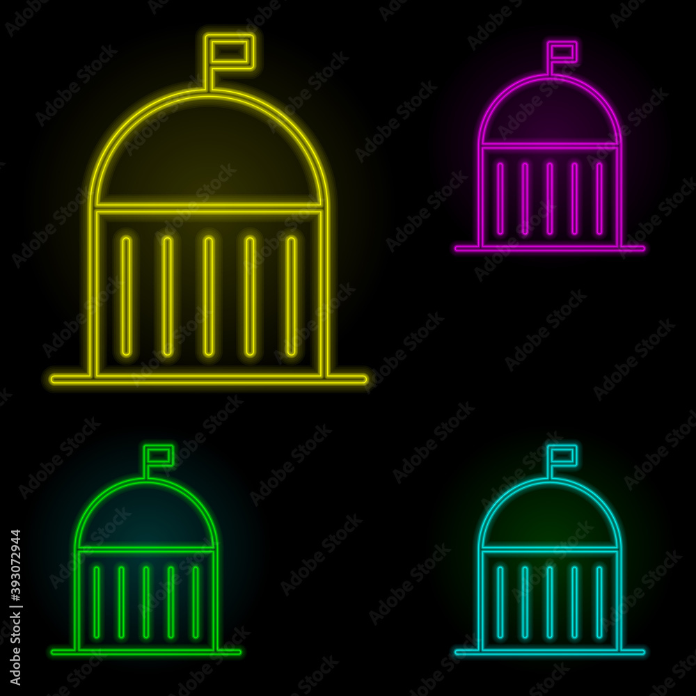 capitol neon color set icon. Simple thin line, outline vector of ...