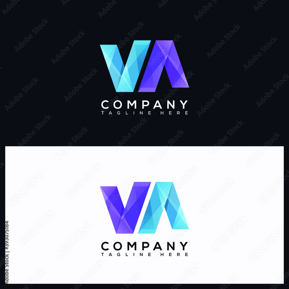 Colorful latter logo VA AV V&A Alphabet logo design template vector ...