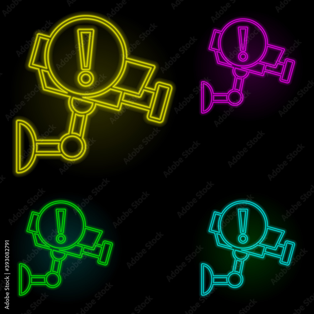 Vetor de surveillance camera sign neon color set icon. Simple thin line ...