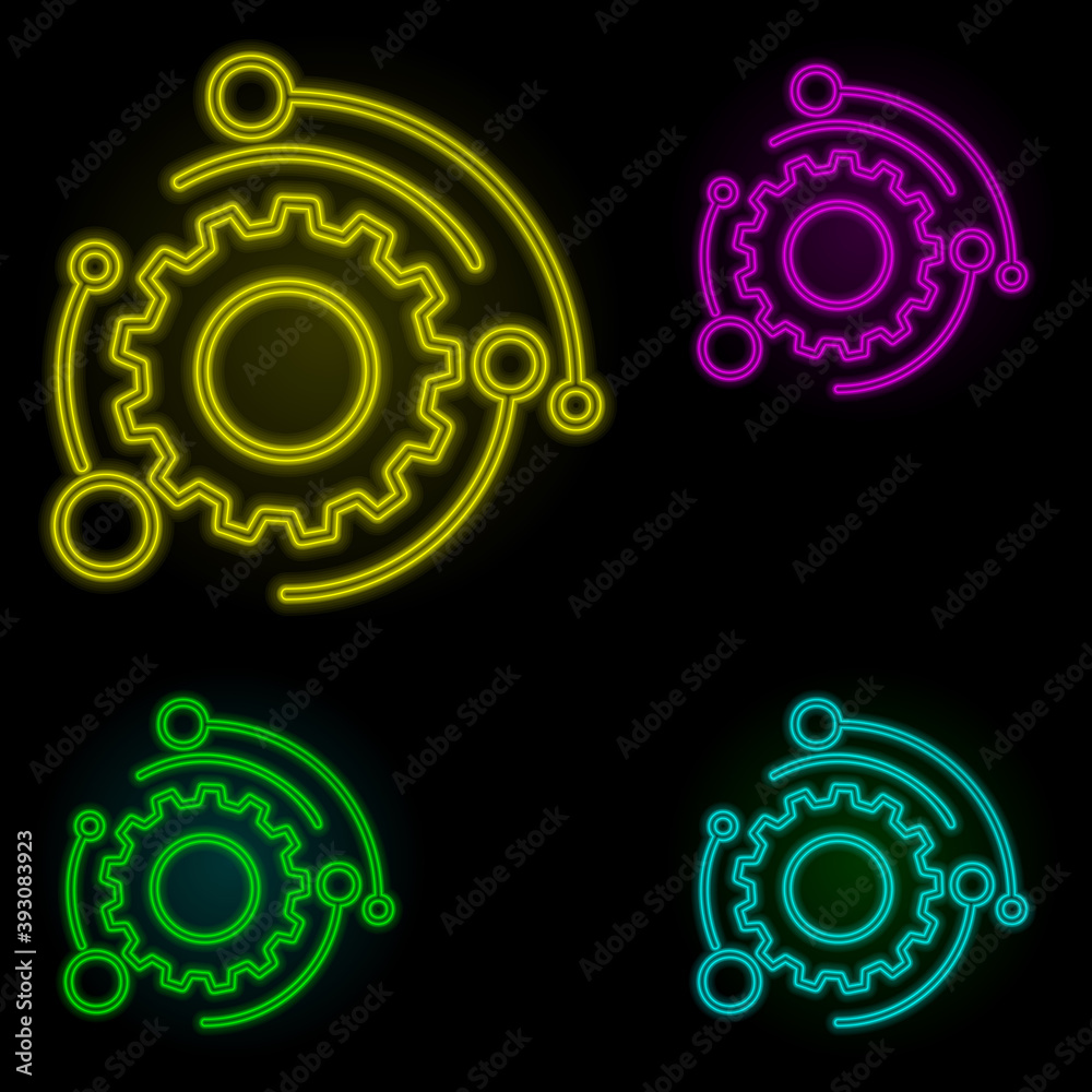 Automation Mark Neon Color Set Icon Simple Thin Line Outline Vector Of Automation Icons For Ui