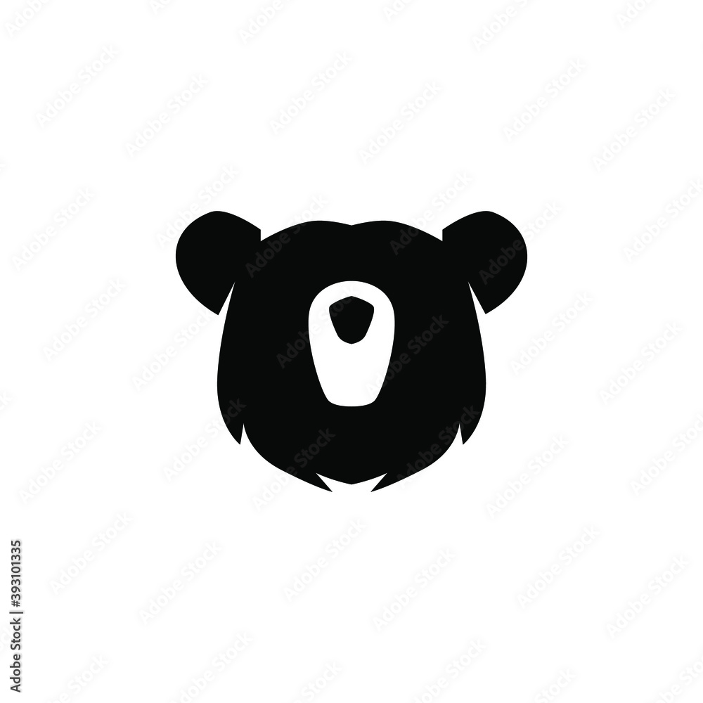 Simple bear head logo in silhouette vector Stock Vector | Adobe Stock
