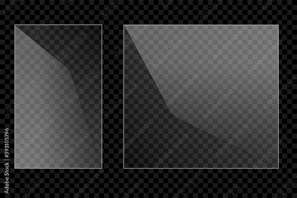 Flat glass plates set. Windows banners on transparent background. Stock ...