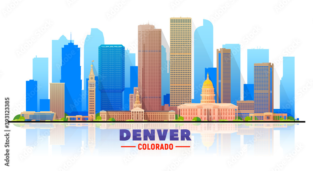 Denver ( Colorado ) skyline with panorama in white background. Vector ...
