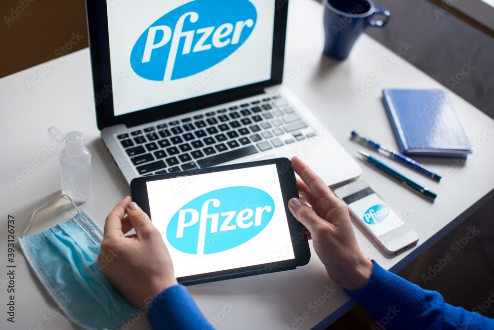 Logo of the pharmaceutical company that produced the covid vaccine on ...