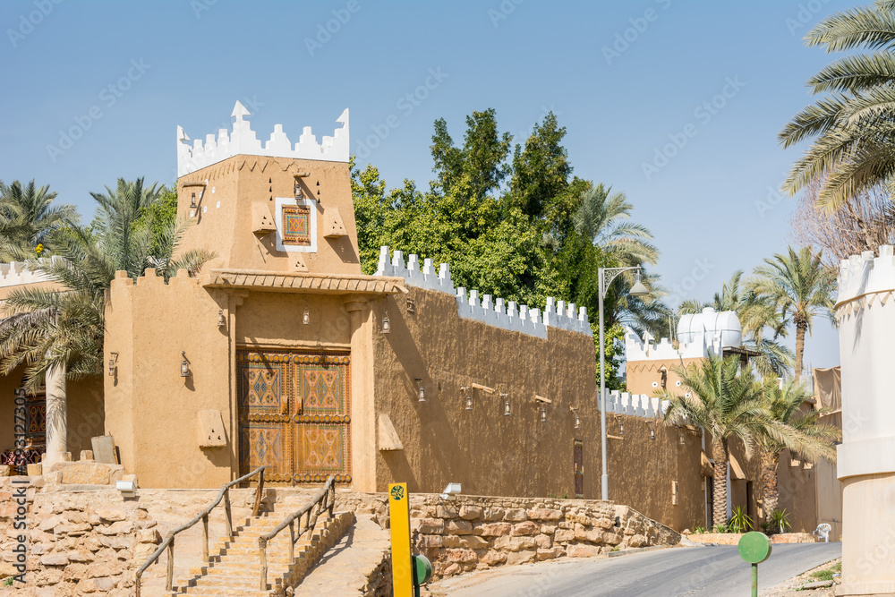 Historic buildings in Dariyah clay castle, also as Dereyeh and Dariyya ...