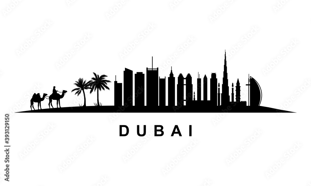 Dubai Skyline Landscape Emirates Vector Graphic Stock Vector | Adobe Stock