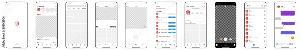 Instagram screen mockup. Social media window template. Isolated ...