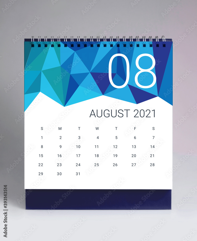 Simple desk calendar 2021 - August Stock Photo | Adobe Stock
