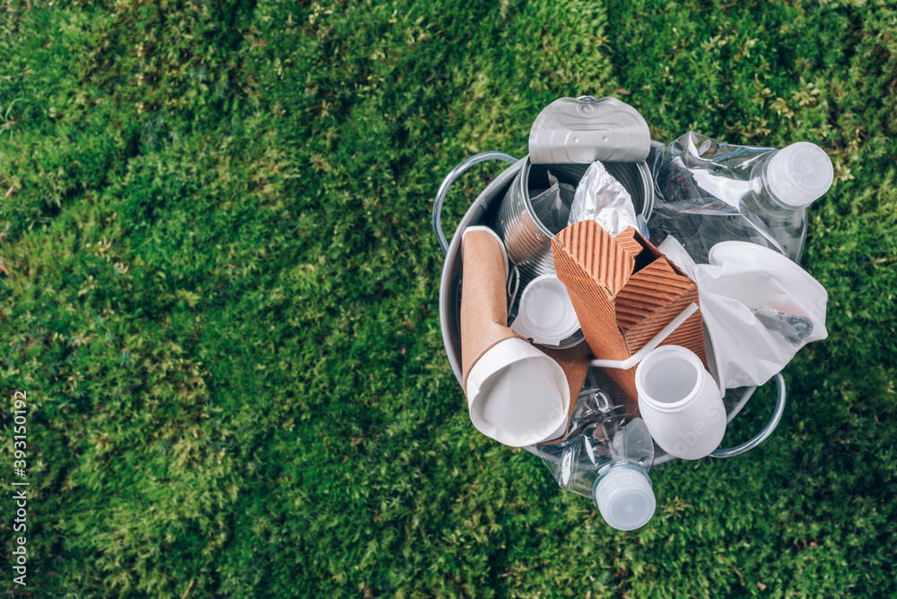 Reuse garbage, recycle, plastic free. Food plastic packaging in trash ...