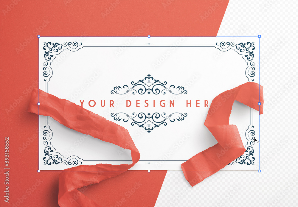 Card with Open Ribbons Mockup Stock Template | Adobe Stock