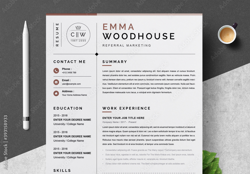 Clean Resume Layout Stock Template | Adobe Stock