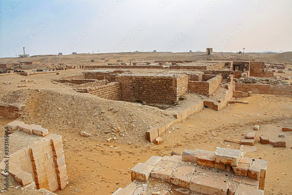 Ancient ruins near the Joseph Pyramid, the first pyramid erected in the ...