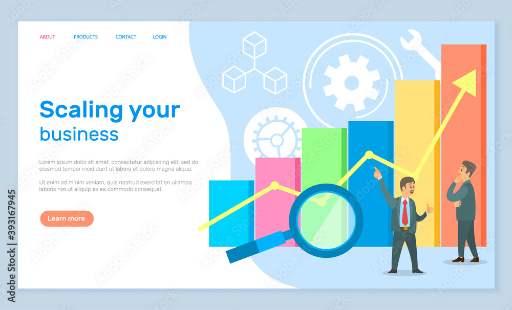 Landing page of business website. Scaling your business. Increase ...
