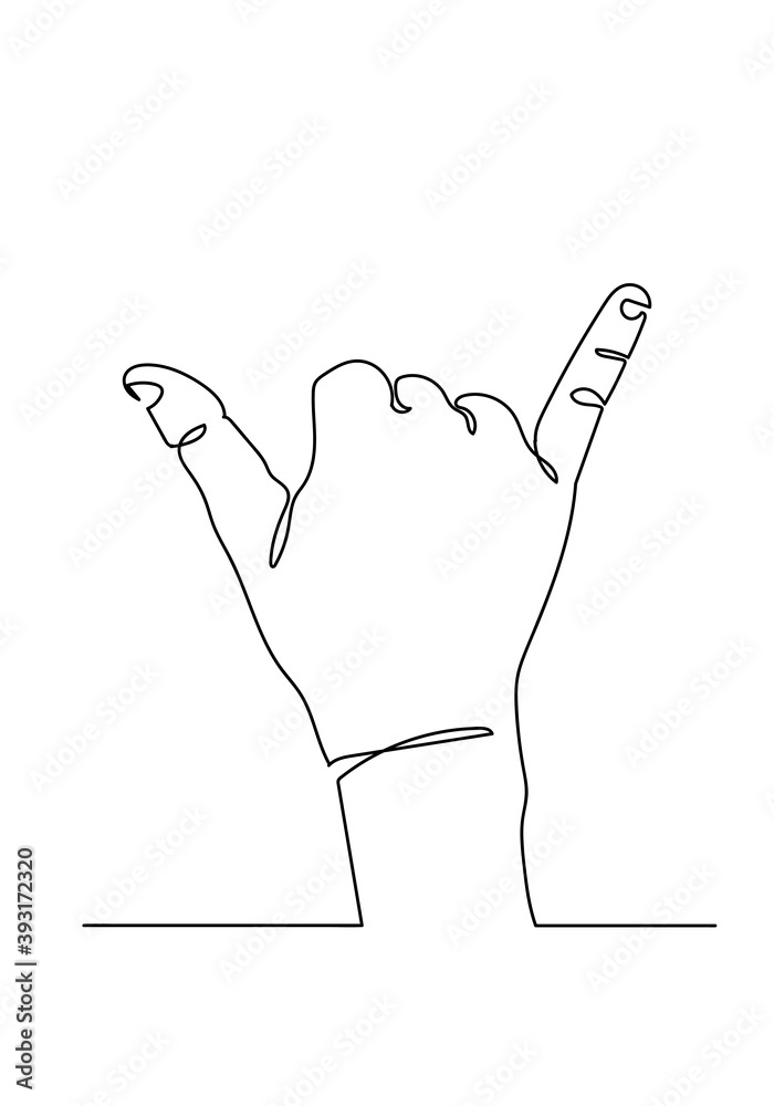 Continuous black outline drawing line art illustration of hand. Stock ...