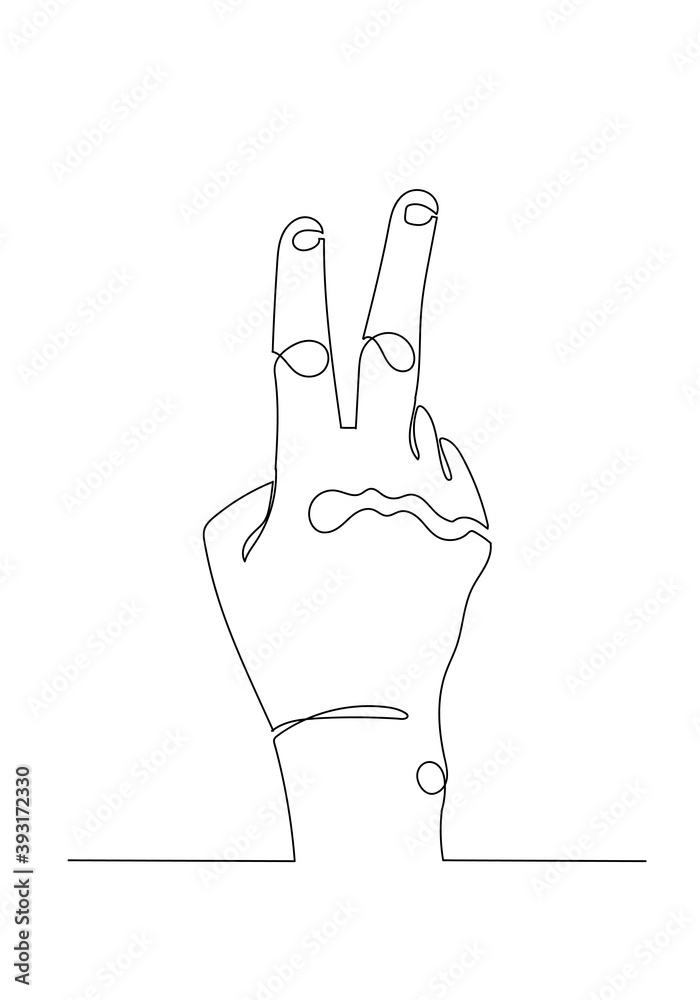 continuous line drawing of index and middle finger Stock Photo | Adobe ...