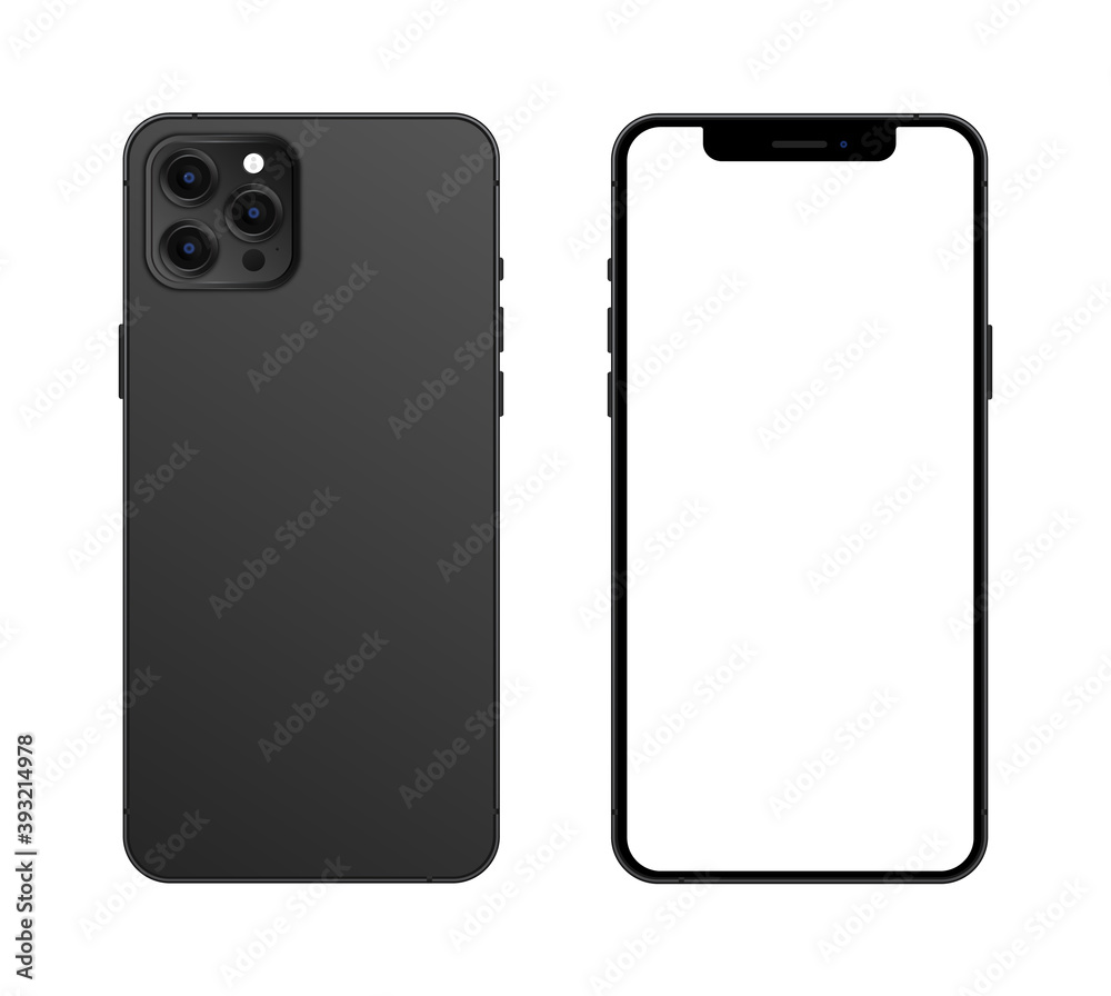 smartphone iphone 12 pro illustration. smartphone white screen mockup ...