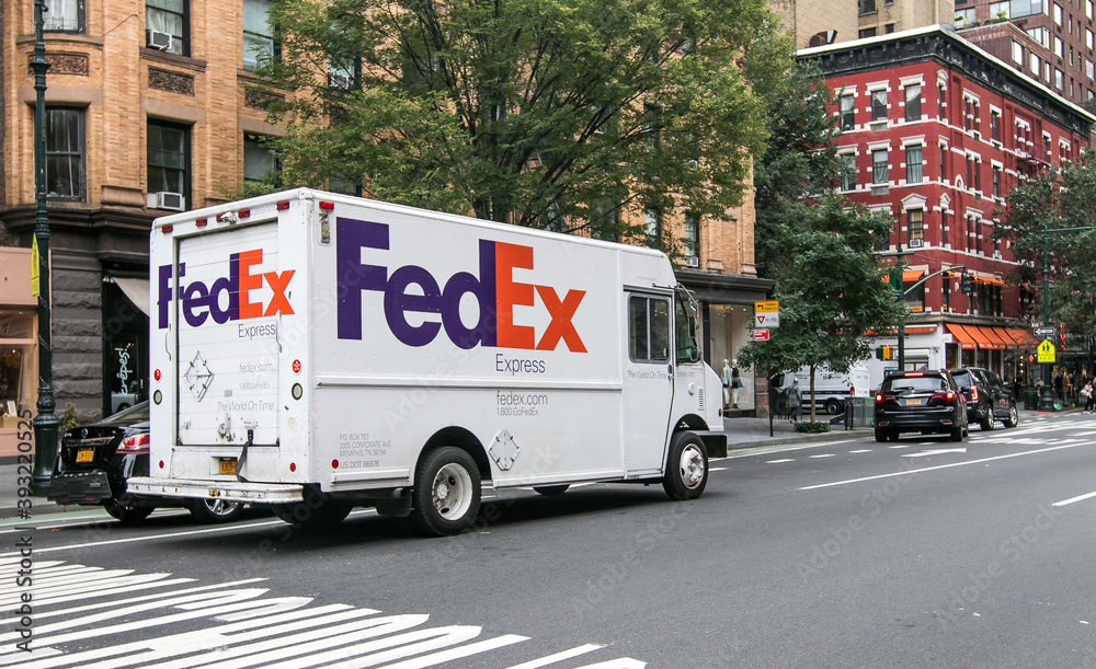 FedEx vehicle in the streets of Manhattan. Stock Photo | Adobe Stock