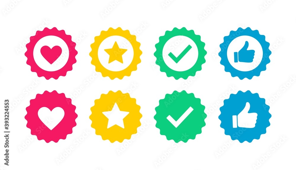 Like, favorites, tested and best quality, stamp icons design. Heart ...