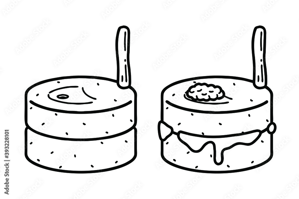 Korean traditional millstone and with beans. Vector line art ...