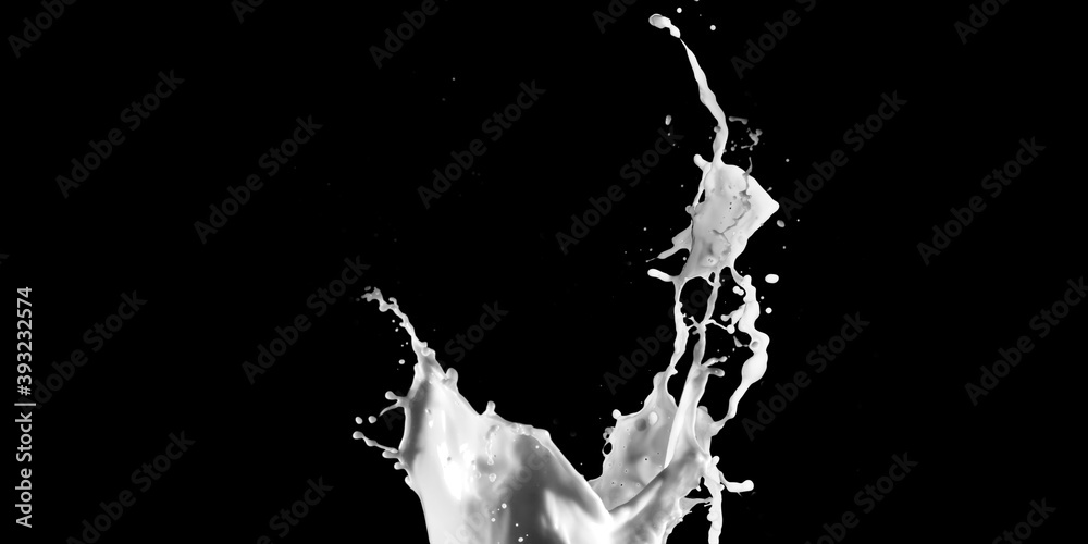 Milk Splash Stock Image In Black Background Stock Illustration | Adobe ...