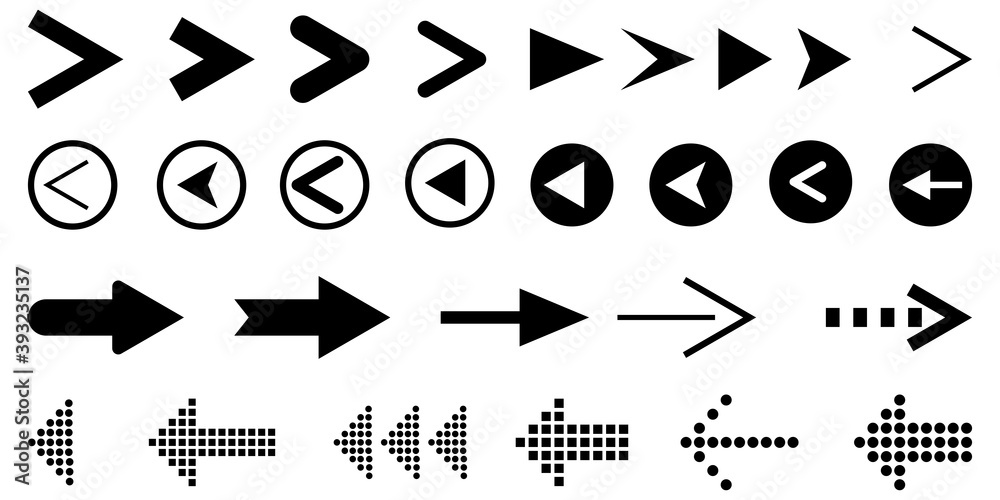 Arrow vector Set. Direction and forward symbols. Vector sketch ...
