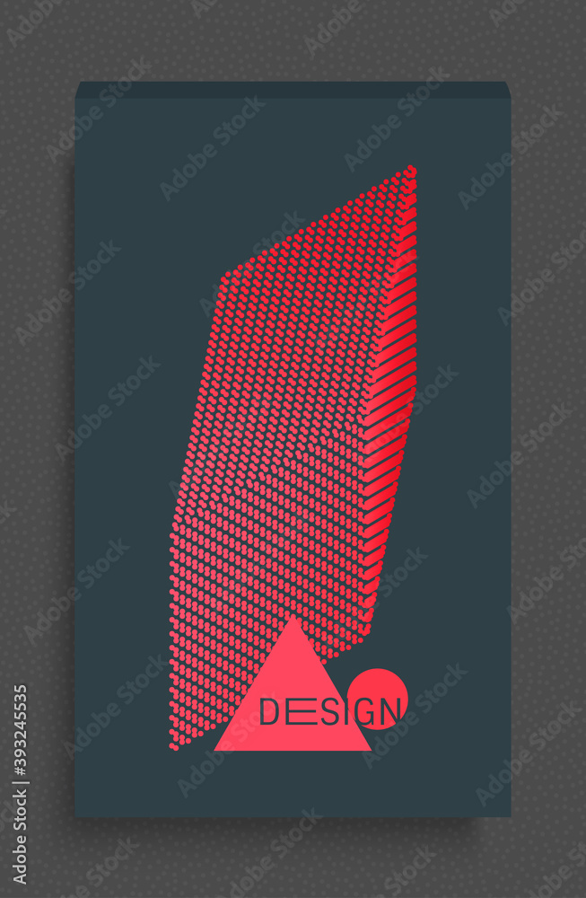 Parallelogram consisting of small particles. Object with dots. Cover ...