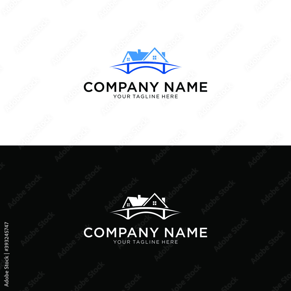 bridge house vector logo design template for canal bridge area ...