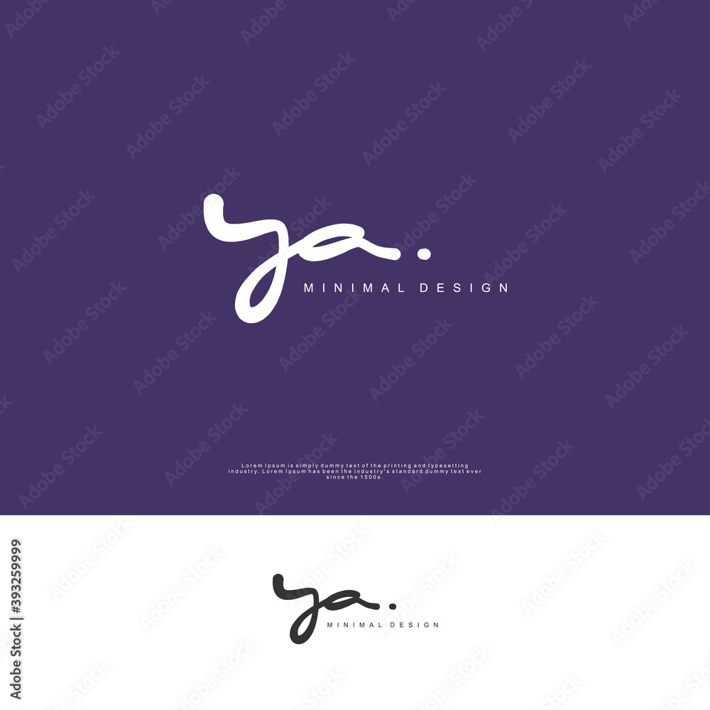 YA Initial handwriting or handwritten logo for identity. Logo with ...