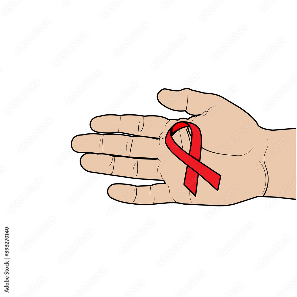 Red ribbon symbol of the fight against AIDS, attribute of the world ...