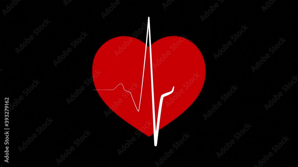 Heartbeat flatline rhythm. Heart shape cardiac impulse sequence on a ...