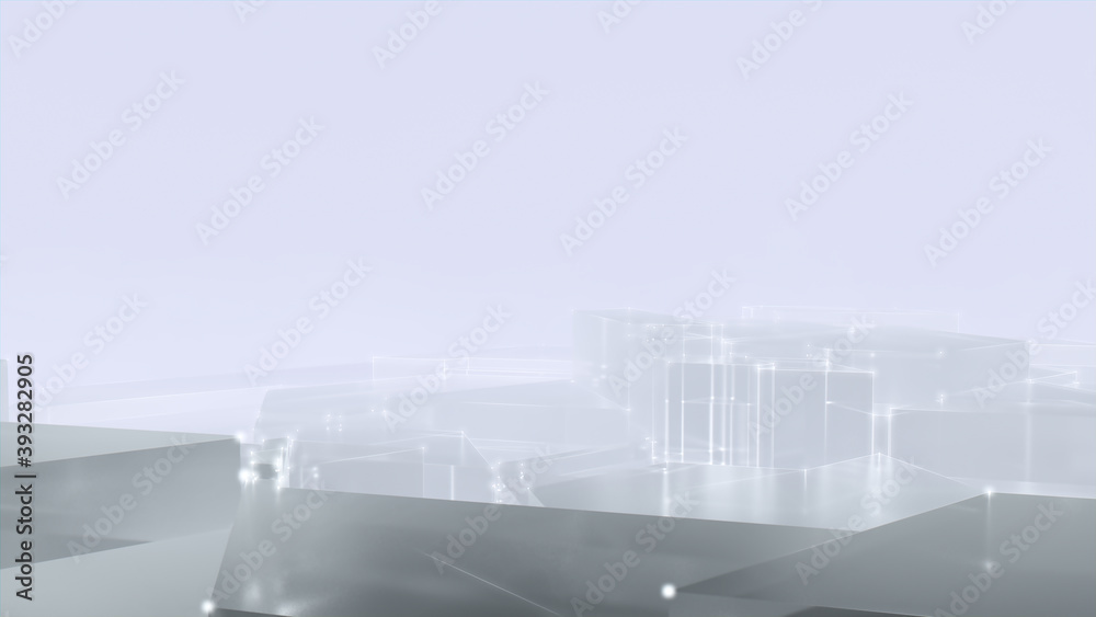 Futuristic, High Tech, white platform background, with network lines ...