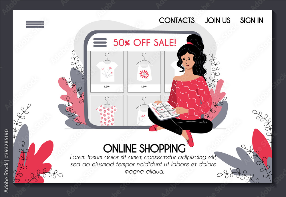 Online shopping website template. Mobile home shopping application ...