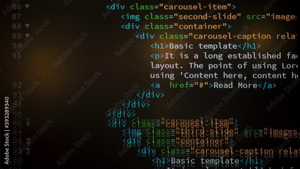 Developer Is Browsing Html Code On The Computer Screen Html Web Page Code Scrolling Programming