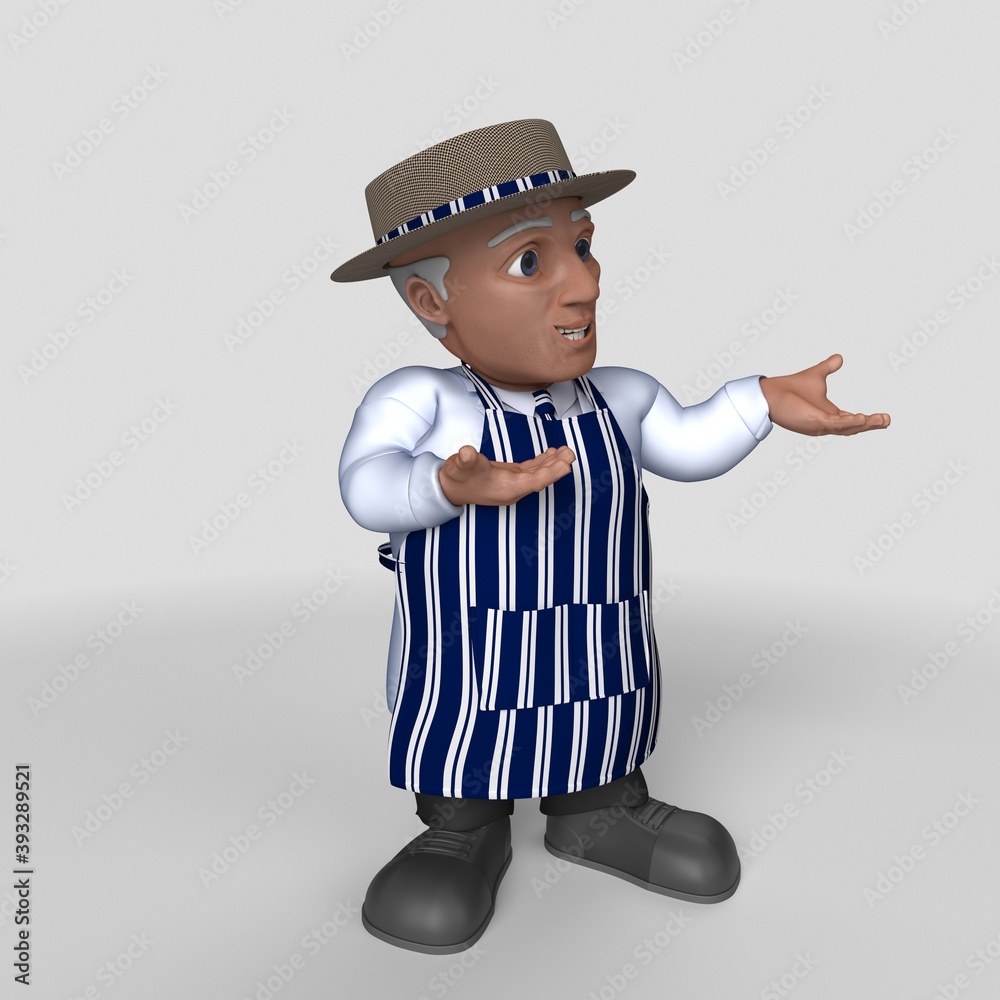 3D Cartoon Butcher Character Stock Illustration | Adobe Stock