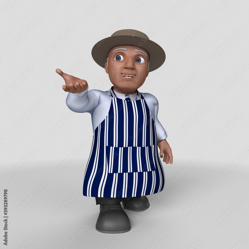 3D Cartoon Butcher Character Stock Illustration | Adobe Stock