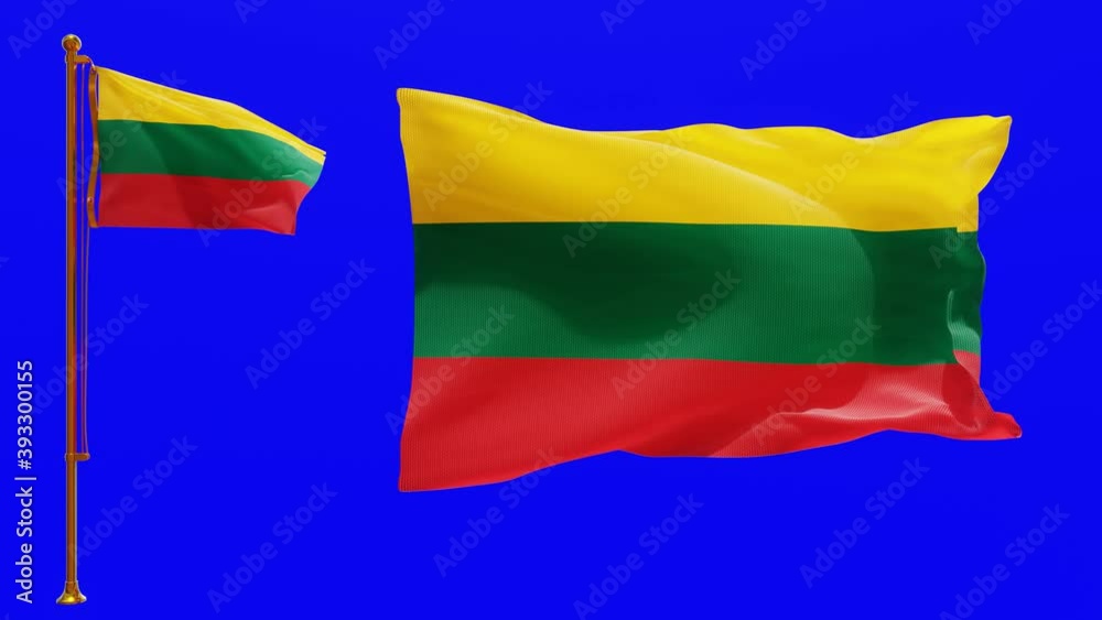 Flags of Lithuania with Green Screen Chroma Key High Quality 4K UHD ...