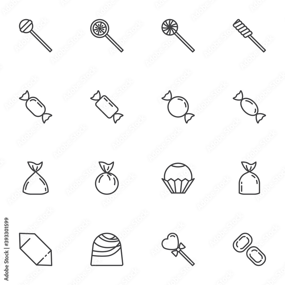 Sweets line icons set, outline vector symbol collection, linear style ...