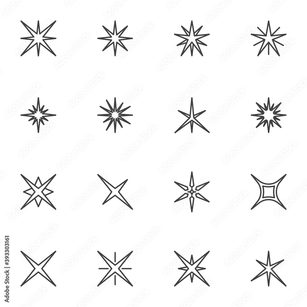 Stars line icons set, outline vector symbol collection, linear style ...