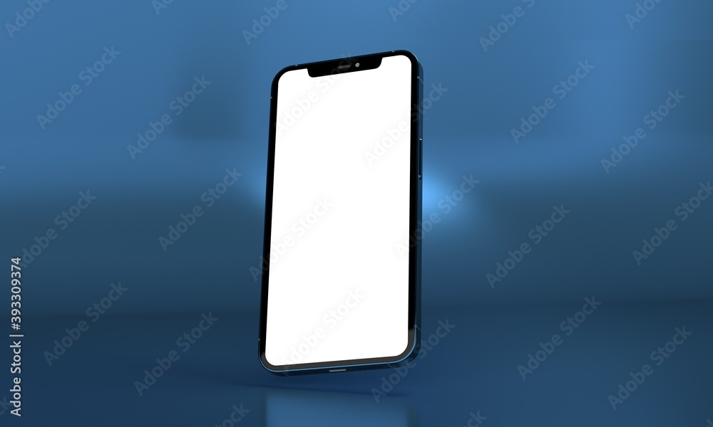 Mobile phone with a blank screen on podium. Mockup template of modern ...
