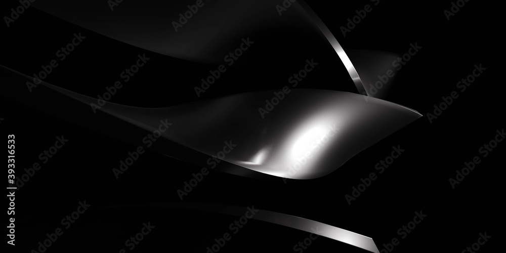 dark black geometric round shape 3d render background illustration ...