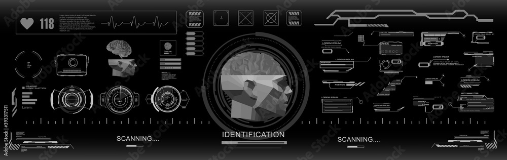 HUD Futuristic user interface with personal identification options ...