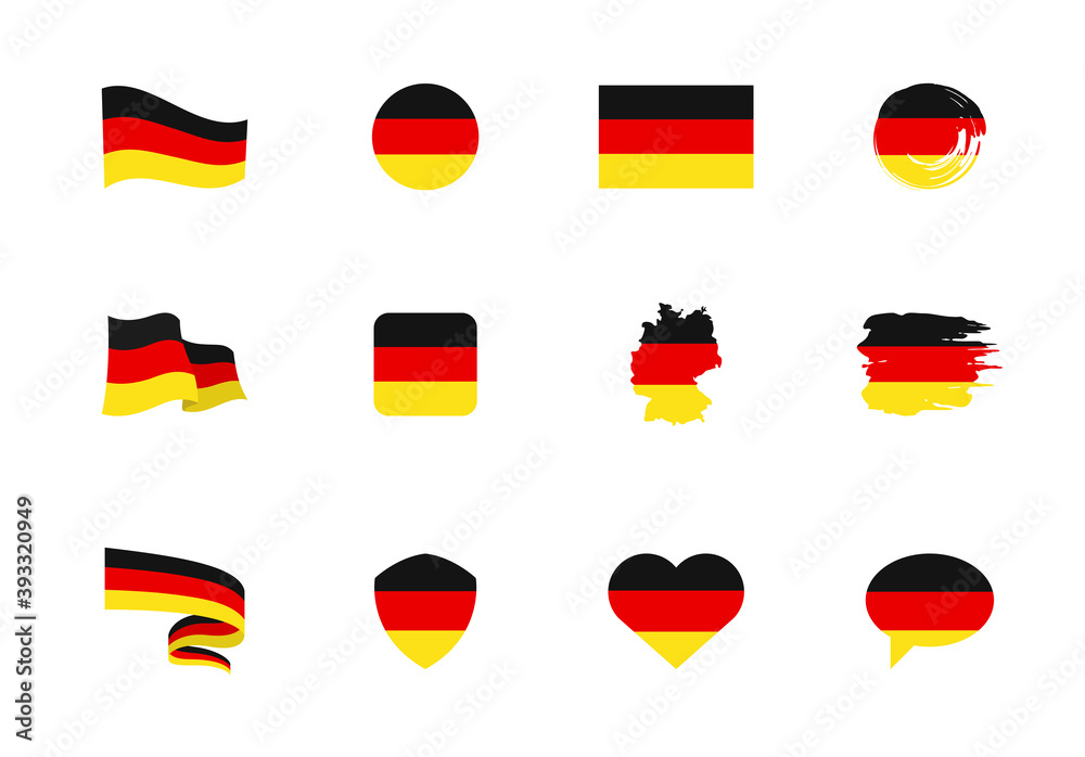 Flags of Germany - flat collection. Flags of different shaped twelve ...