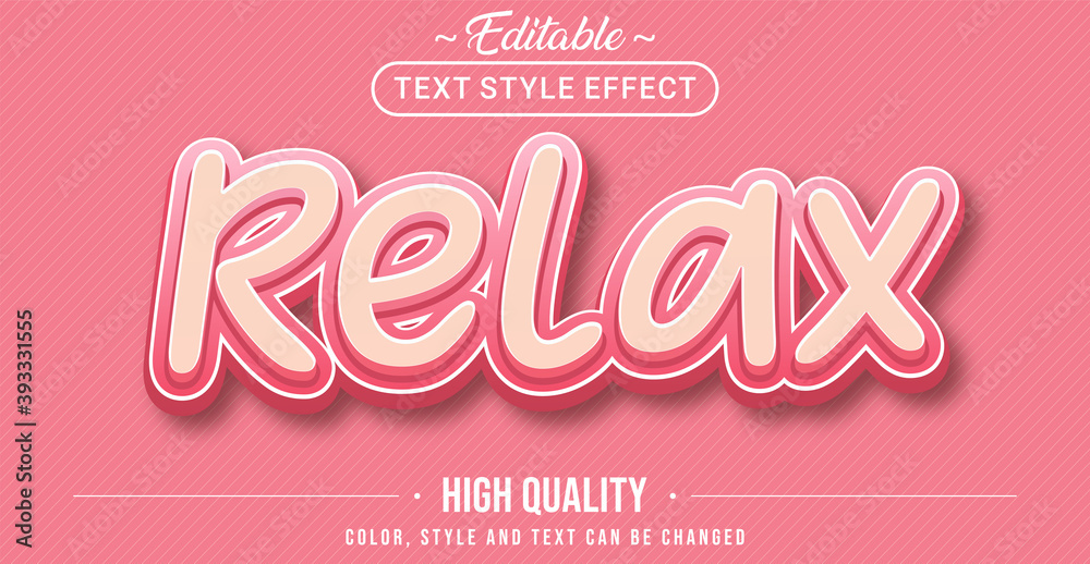Editable text style effect - Relax with light pink outline text style ...