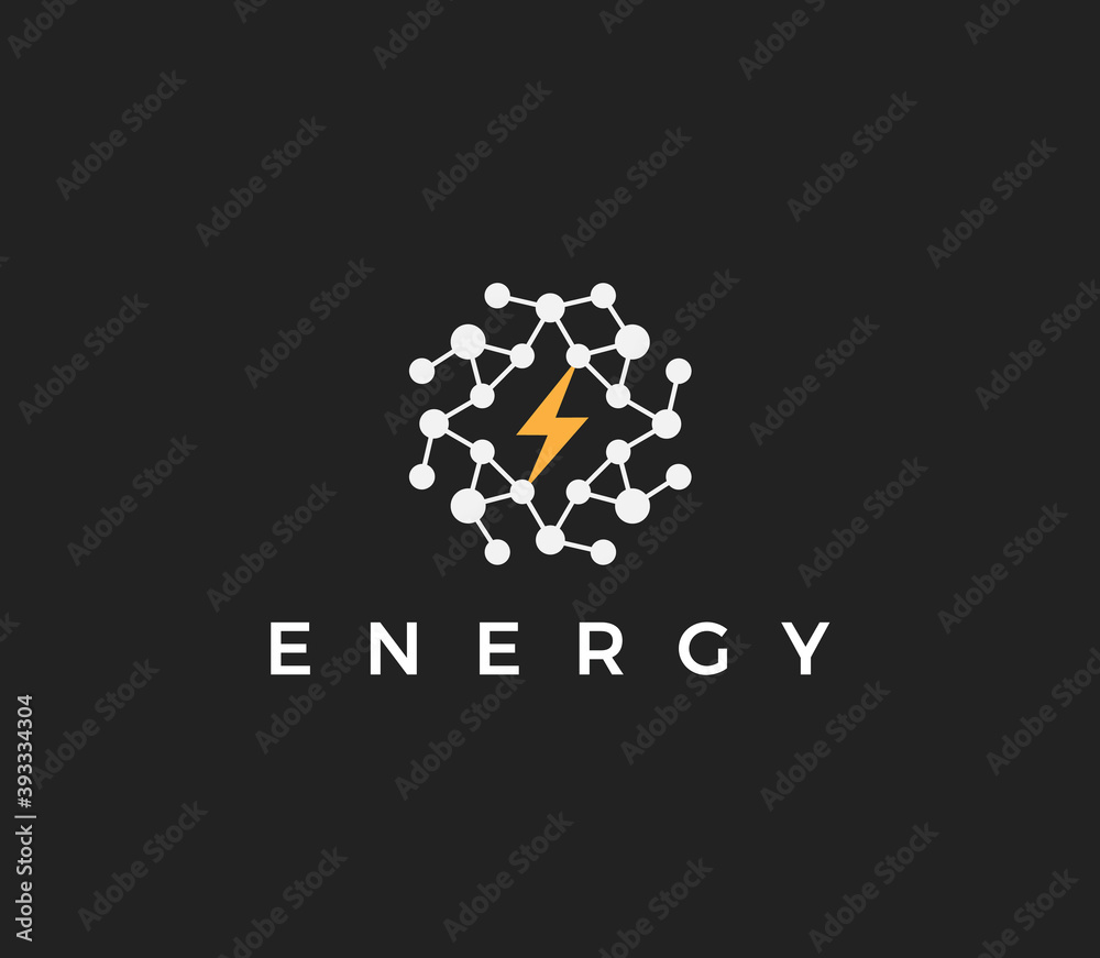 Energy technology flat style vector logo concept. Abstract round ...