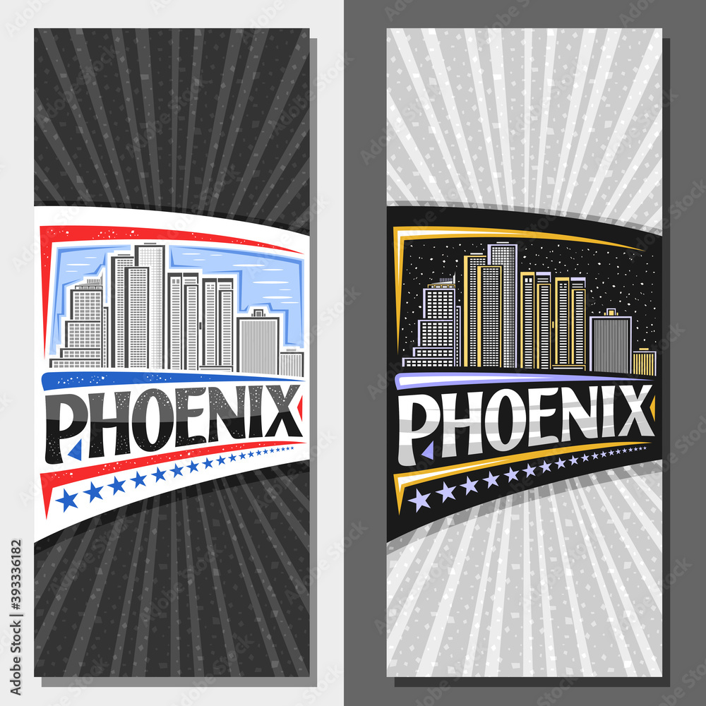 Vector vertical layouts for Phoenix, decorative leaflet with line ...