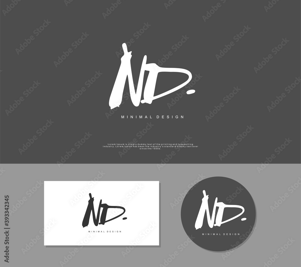 ND Initial handwriting or handwritten logo for identity. Logo with ...