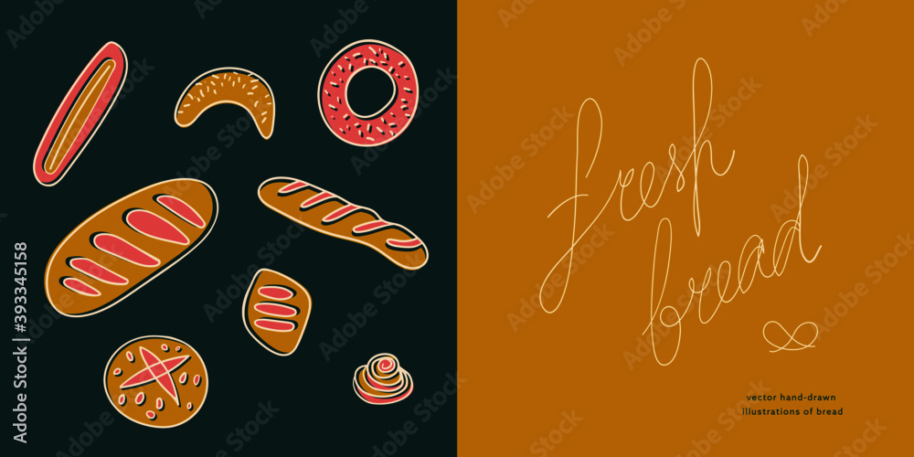 Vetor de Bakehouse icons for emblem cooking class. Doodle illustrations ...